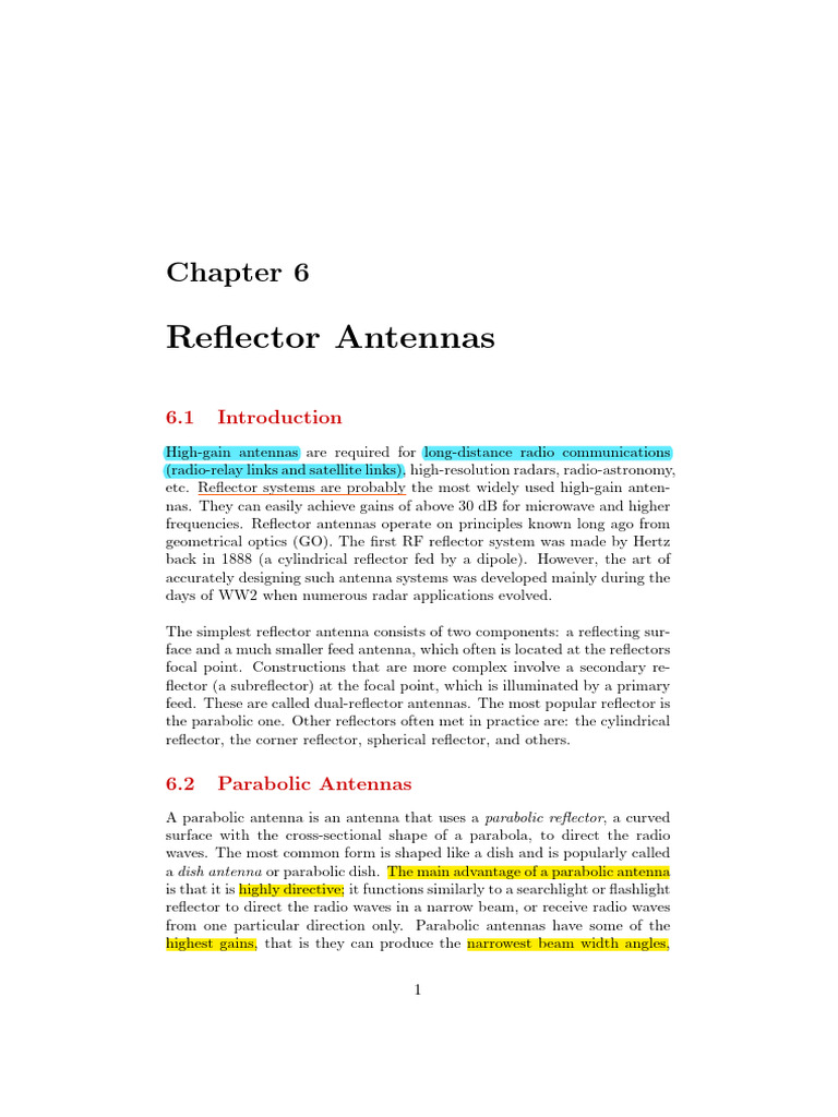 High-Gain Reflector Antennas Explained | PDF | Antenna (Radio) | Radio Wave