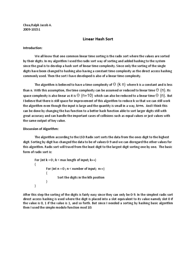 CS 135 MP - Chua, Ralph (2009-10151) | PDF | Time Complexity | Array ...