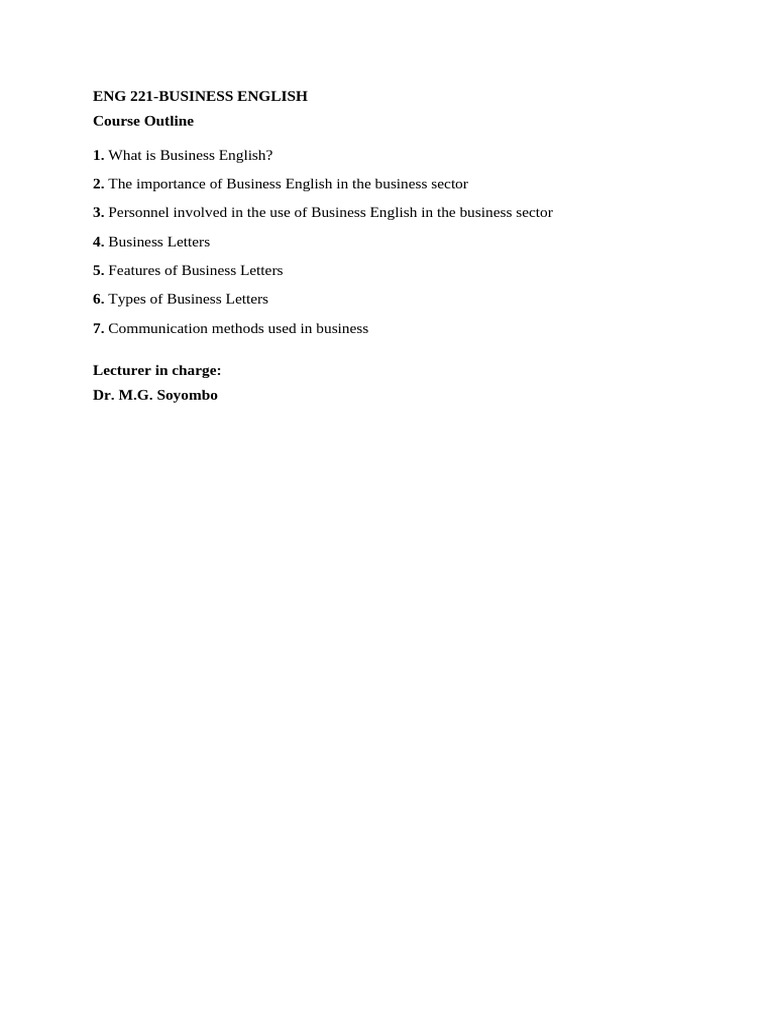 Business English Course Overview | PDF | Résumé | Memorandum