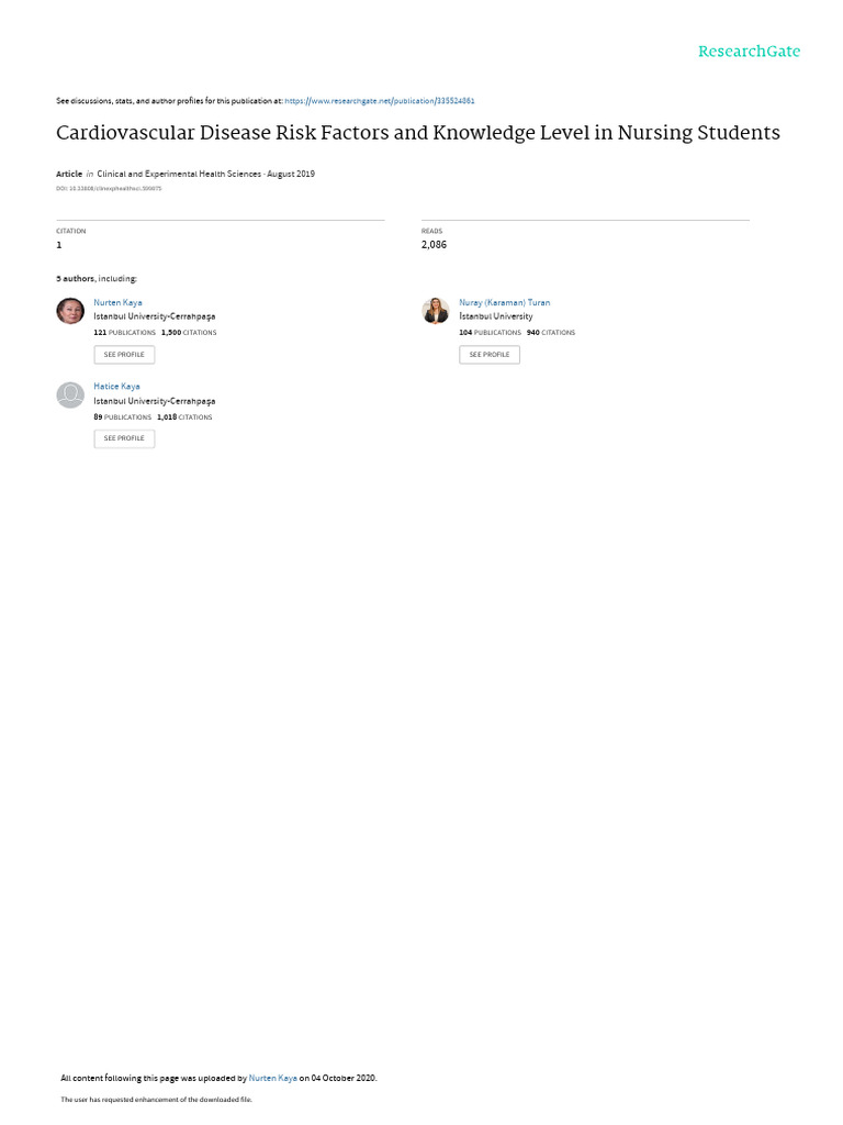Cardiovascular Disease Risk Factors and Knowledge | PDF ...