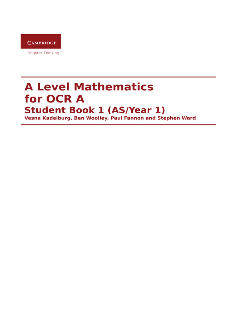 A Level Mathematics For OCR A: Student Book 1 (AS/Year 1) | PDF ...