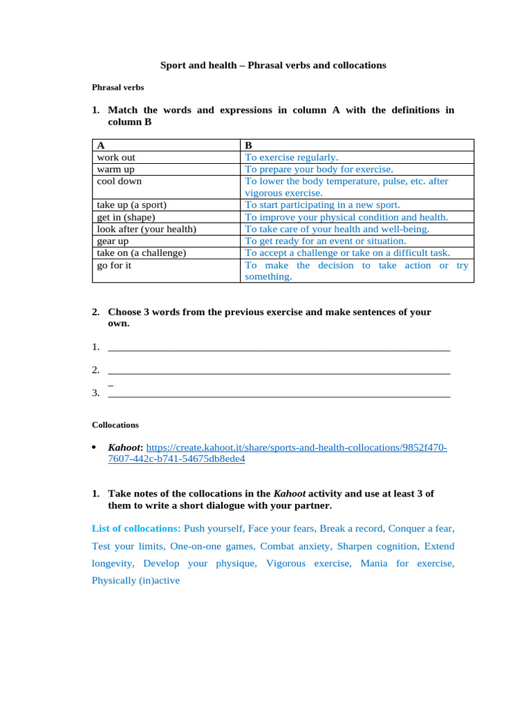 KEY Phrasal verbs and collocations | PDF