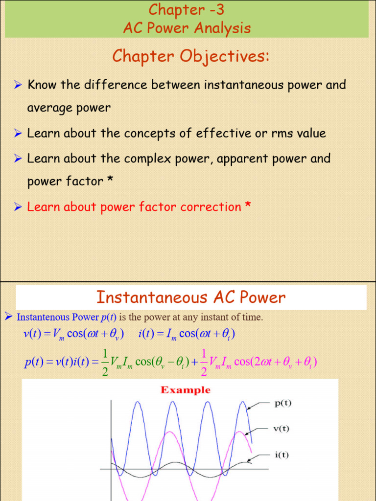 Chapter Three AC Power Analysis | PDF | Ac Power | Root Mean Square