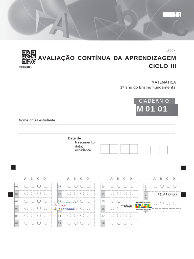 M0101 1º Ano Matemática Caed | PDF