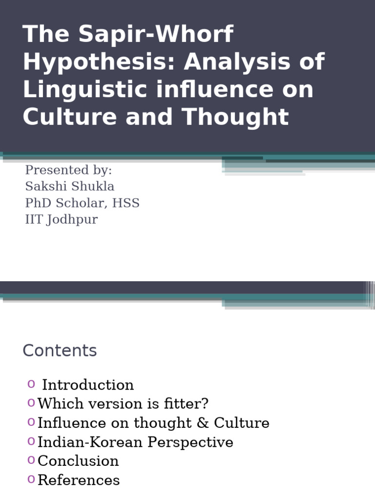 The Sapir Whorf Hypothesis | PDF | Cognitive Science | Communication