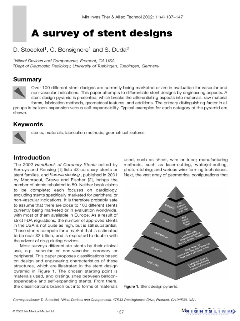 A Survey of Stent Designs | PDF | Elasticity (Physics) | Deformation ...