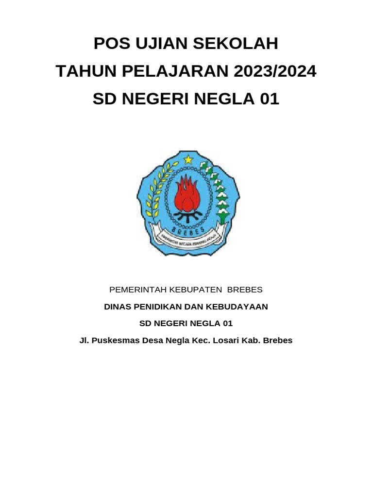 POS Ujian Sekolah SD Negla 01 2023/2024 | PDF