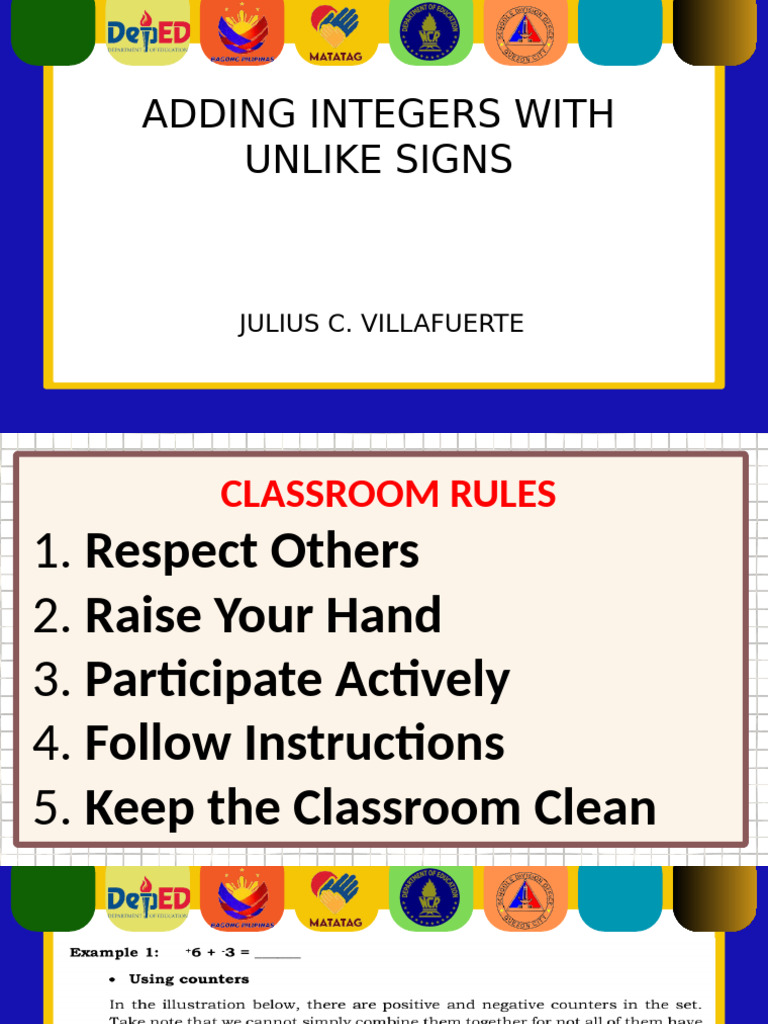 Adding Integers Unlike Signs | PDF