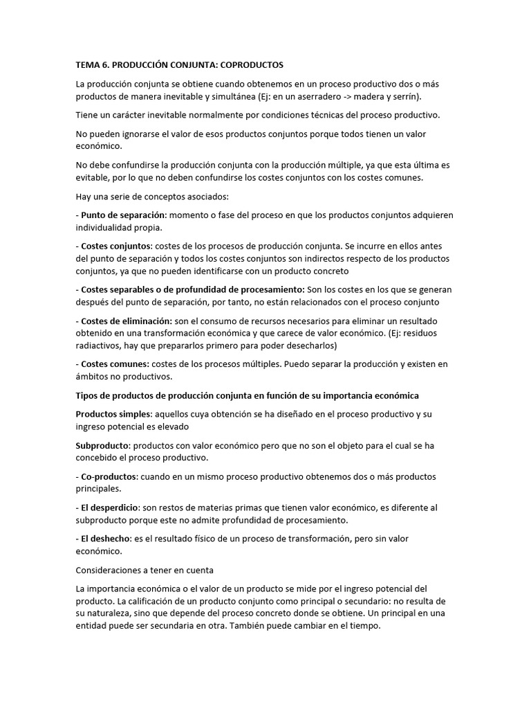 Producción Conjunta y Coproductos: Guía Completa | PDF | Mercado ...