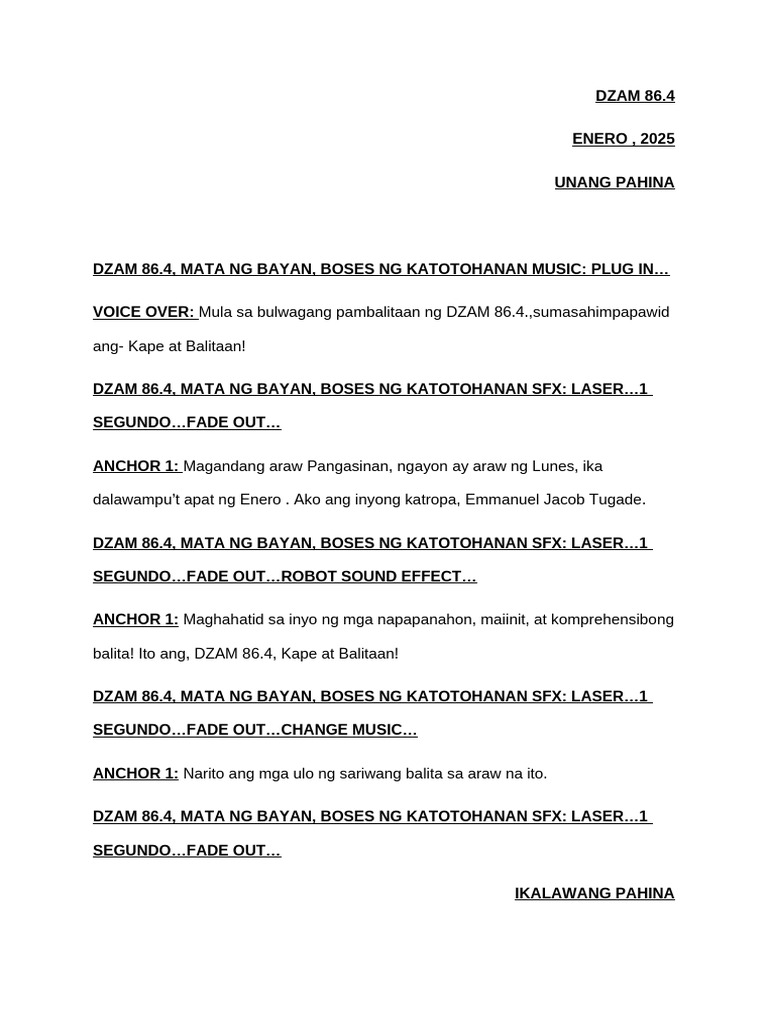 Script For Filipino Radio Broadcast | PDF