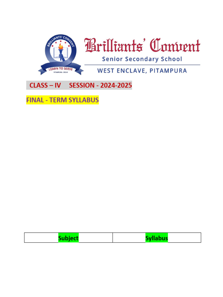 Class 4 Final Term Syllabus | PDF | English Language | Linguistics