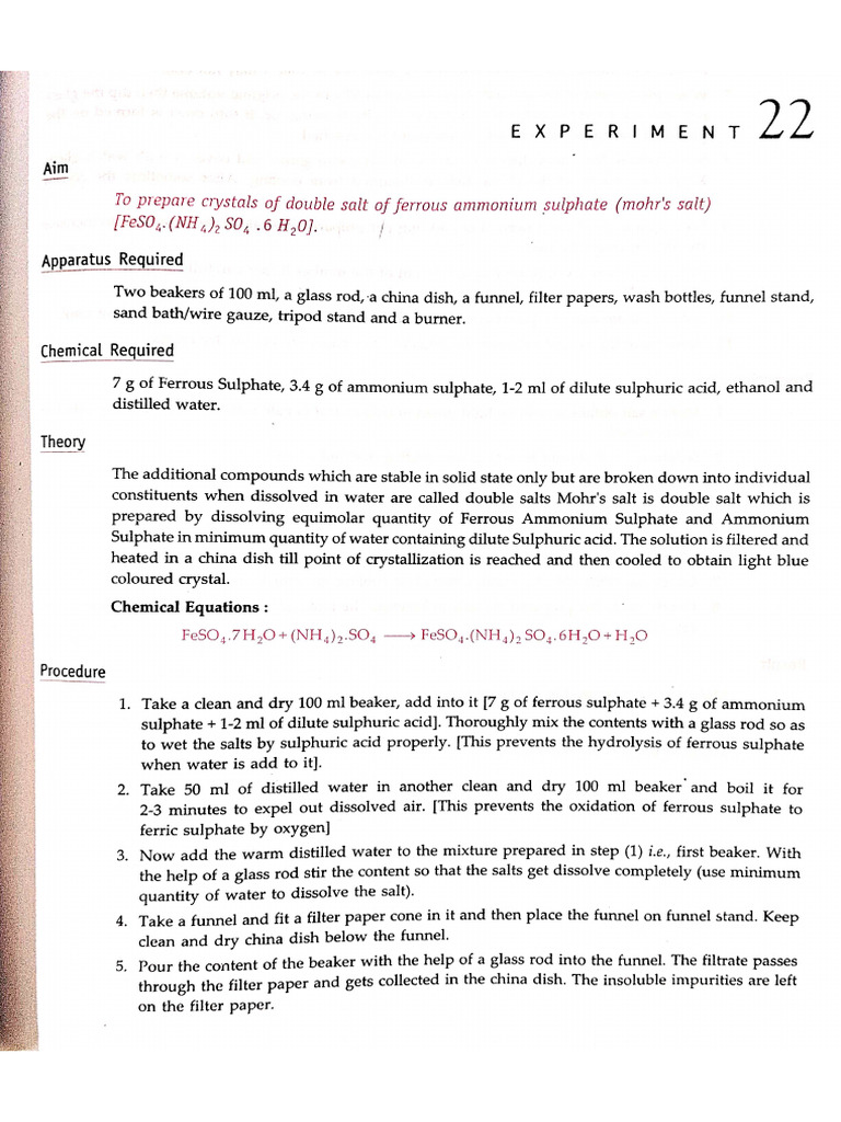 Chemistry Practical Part 1 | PDF