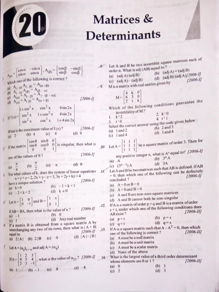 Matrices and Determinants NDA | PDF