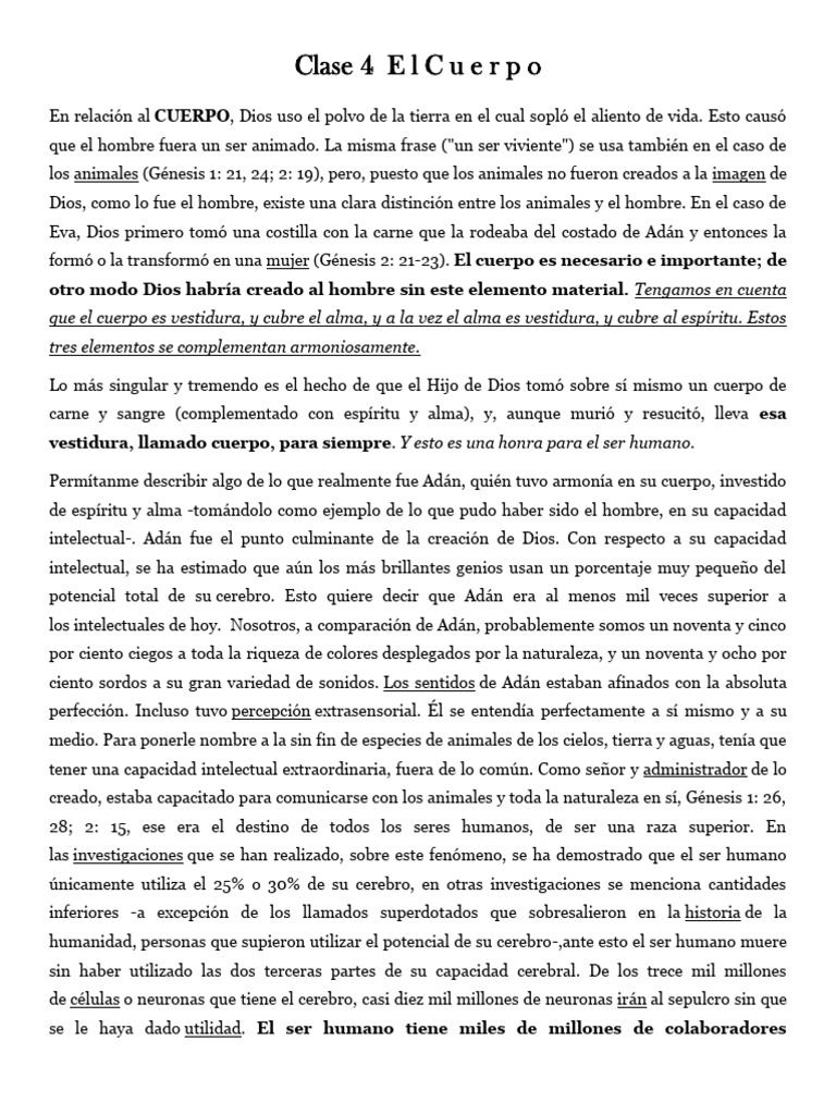 Clase 4 El Cuerpo | PDF | Adán | Cristo (título)