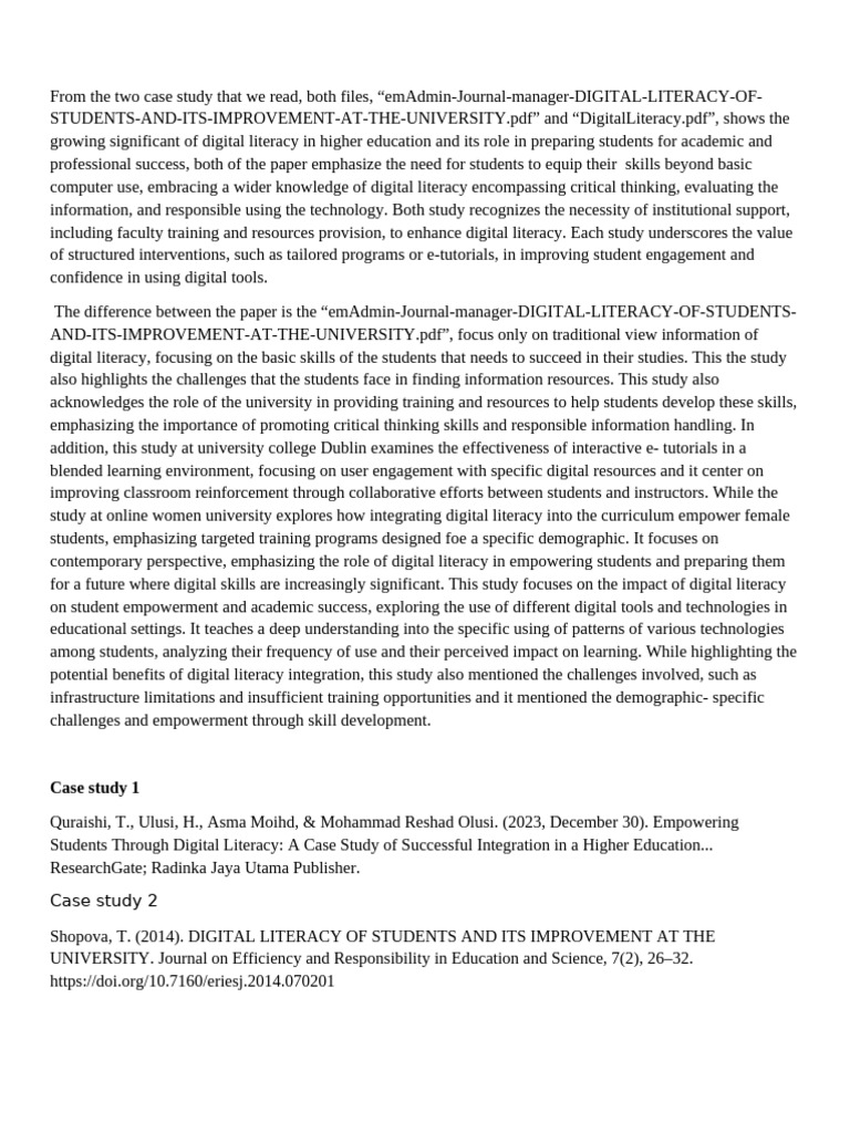 CASE STUDY GROUP 1 ️ (1) | PDF | Literacy | Empowerment