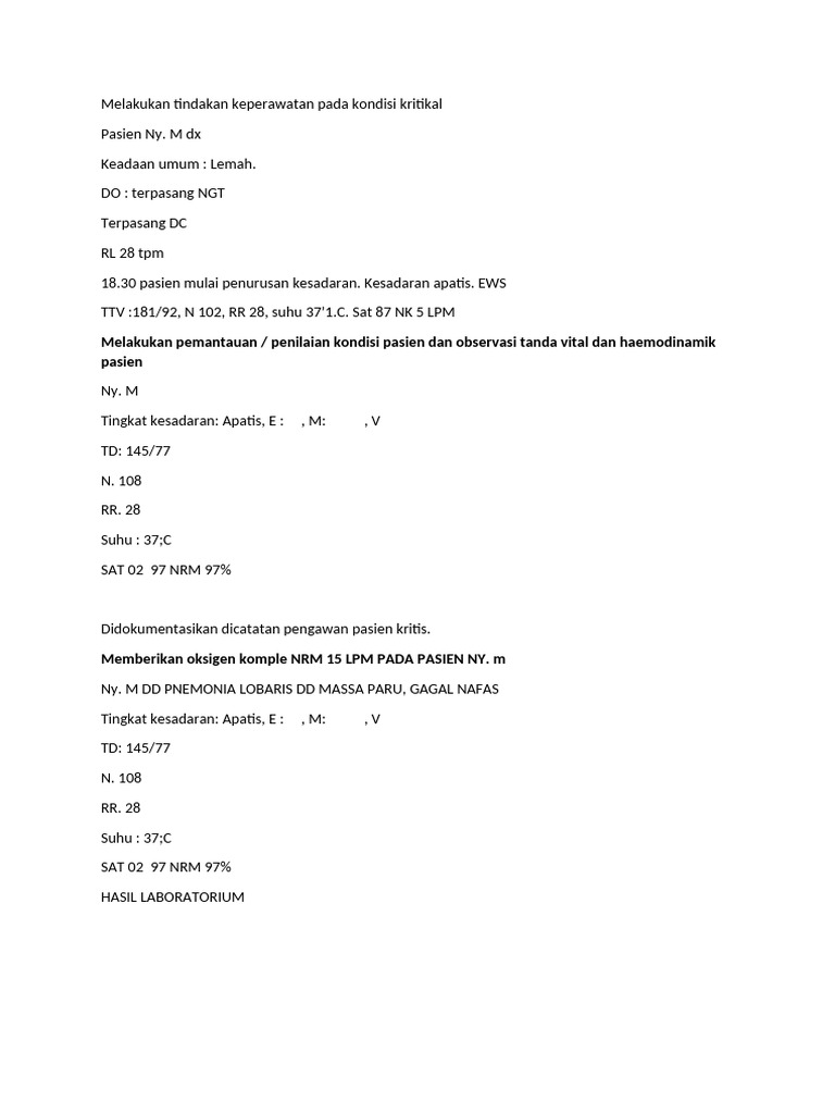 Melakukan Tindakan Keperawatan Pada Kondisi Kritikal | PDF