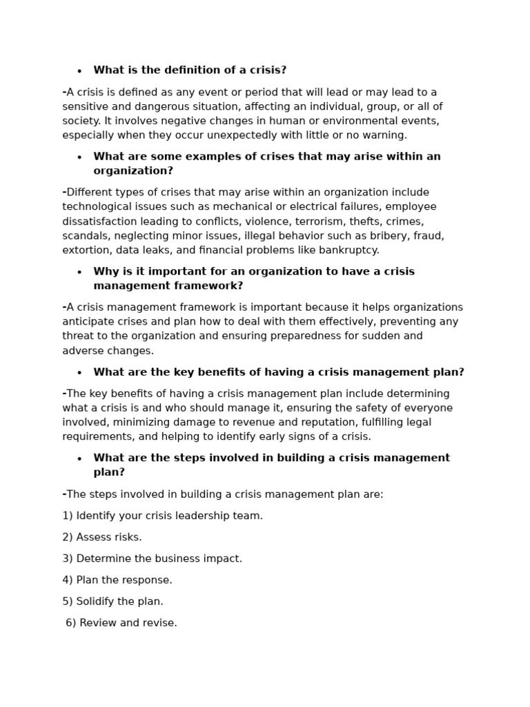 Report for MGMT | PDF | Crisis Management | Risk