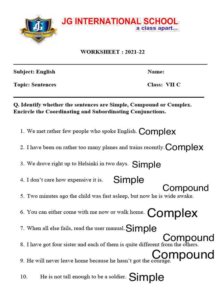 Edited - Worksheet 3 - Sentences | PDF
