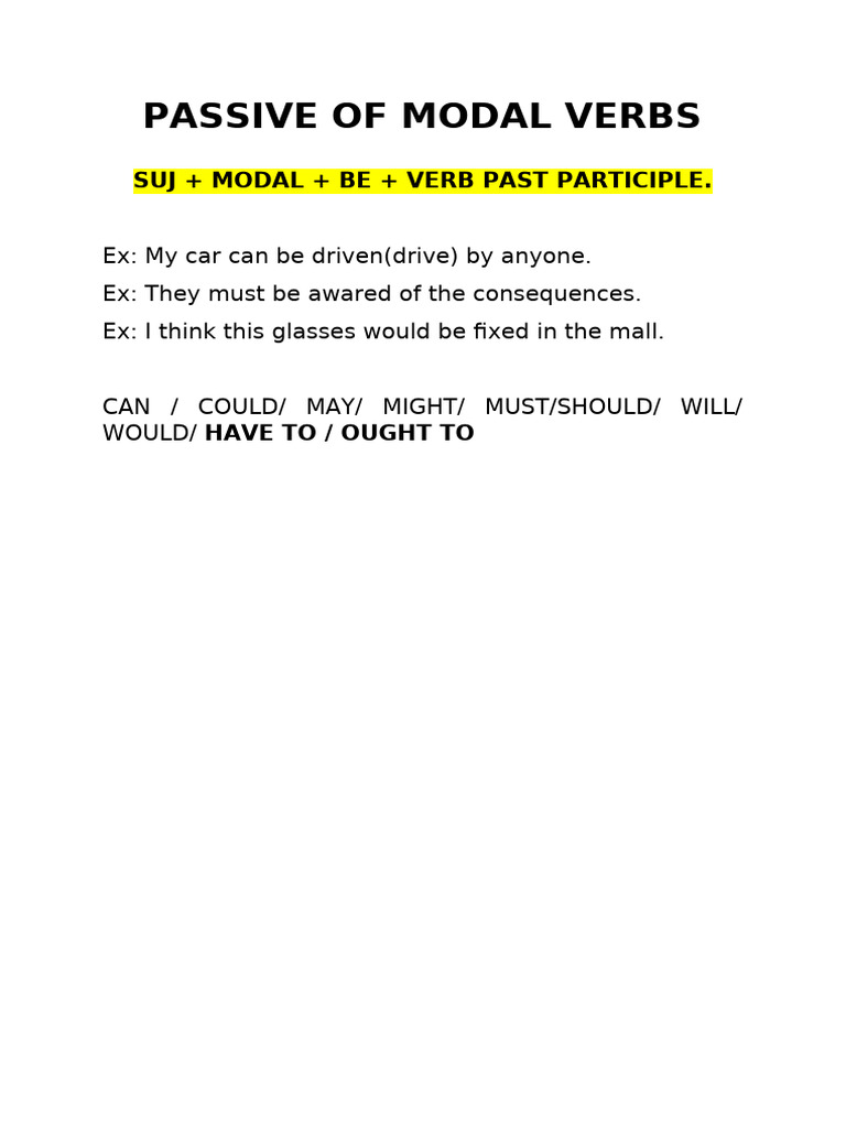 Grammar Passive Modal Verbs | PDF
