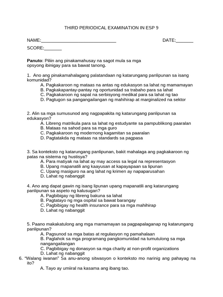 THIRD-PERIODICAL-EXAMINATION-IN-ESP-9 | PDF
