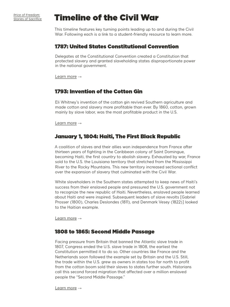 Civil War Timeline: Key Events & Impact | PDF | Confederate States Of ...