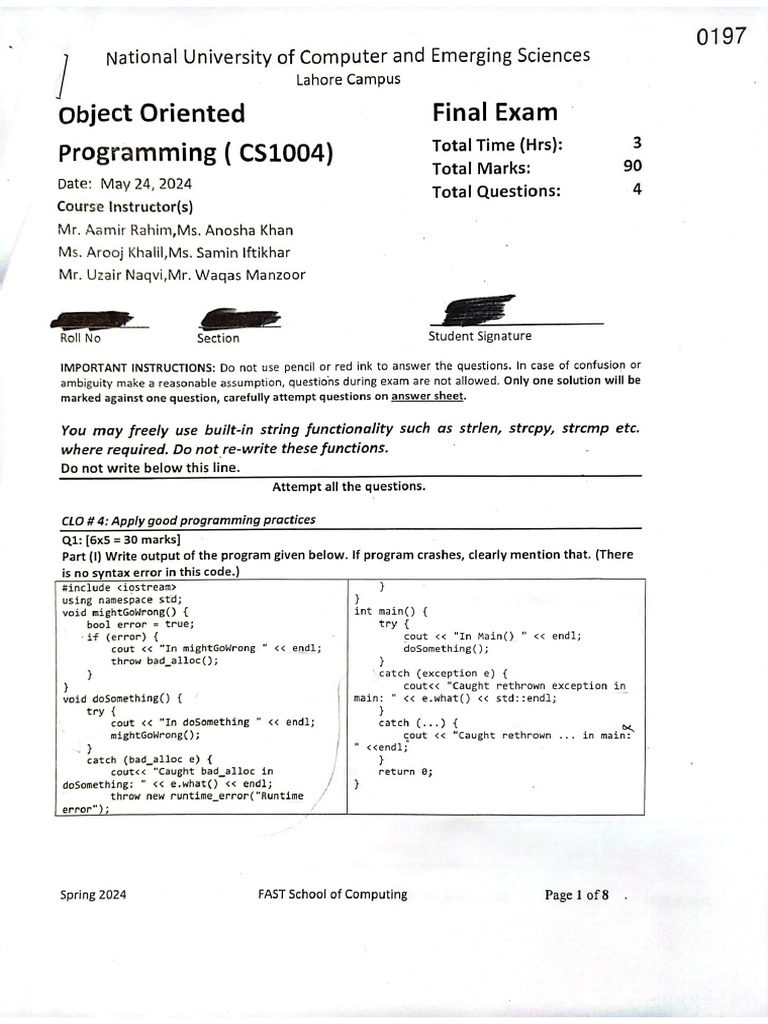 OOP Final Spring-2024 | PDF