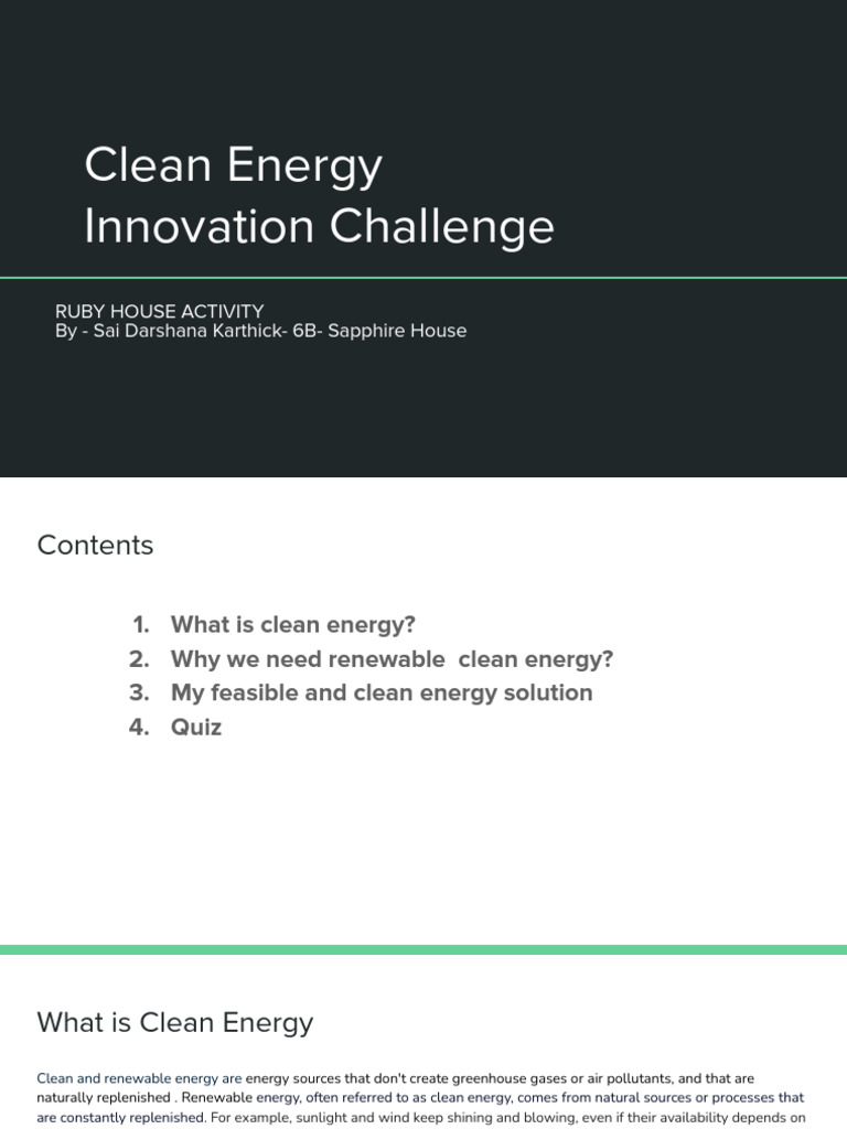 Clean Energy Solutions and Benefits | PDF | Renewable Energy | Energy ...