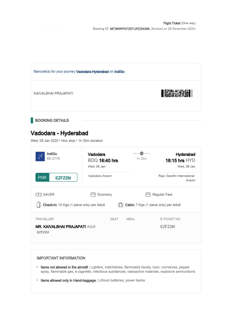 HYD Ticket | PDF