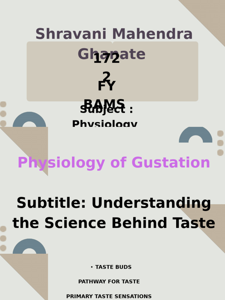 Physiology of Taste: Understanding Gustation | PDF | Taste | Senses