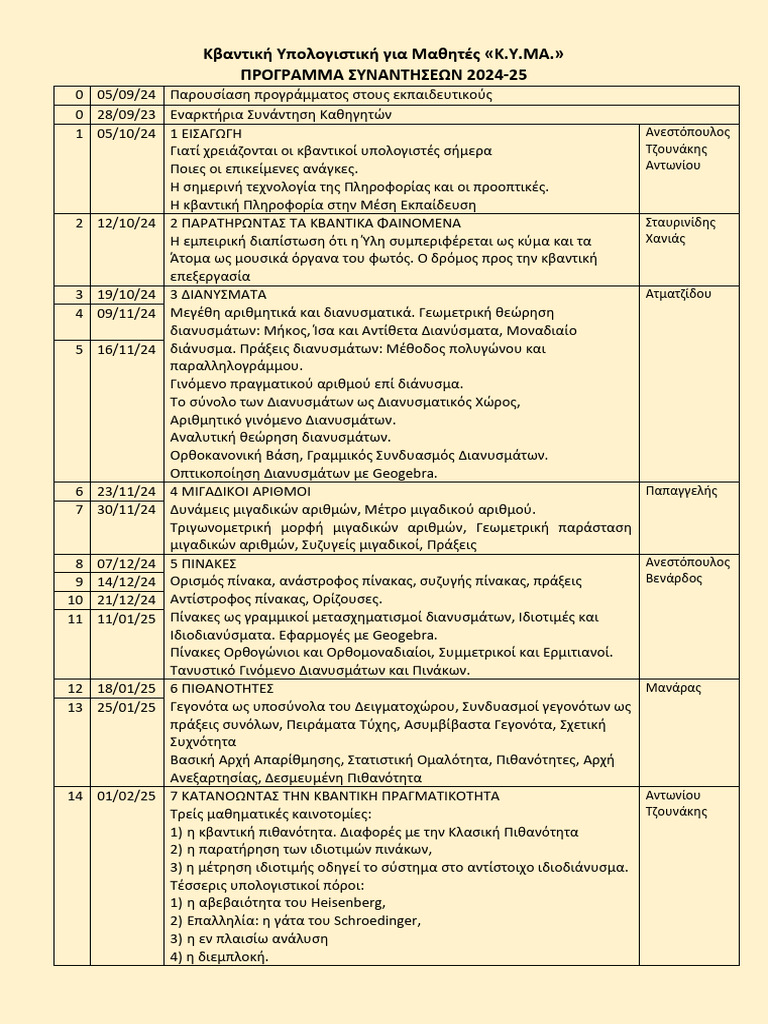 00 ΠΡΟΓΡΑΜΜΑ 2024-25 | PDF