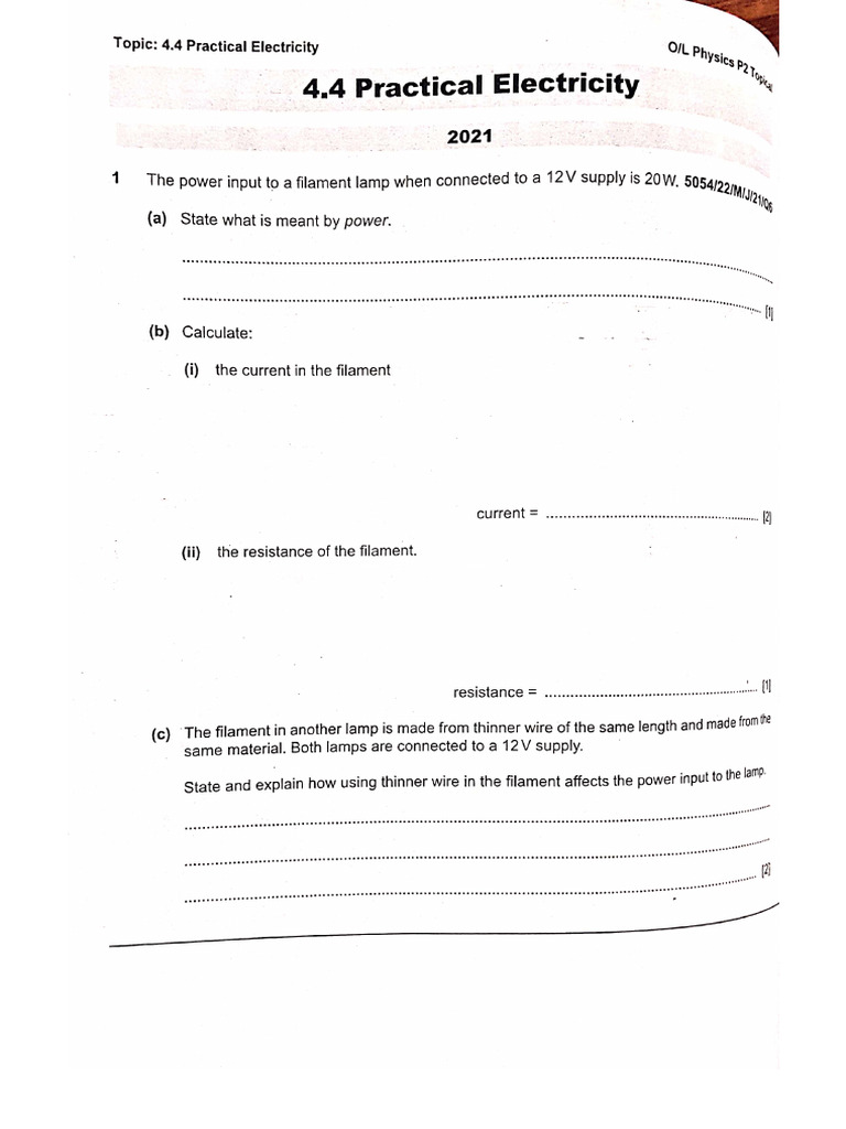 Practical Electricity Questions-1 | PDF