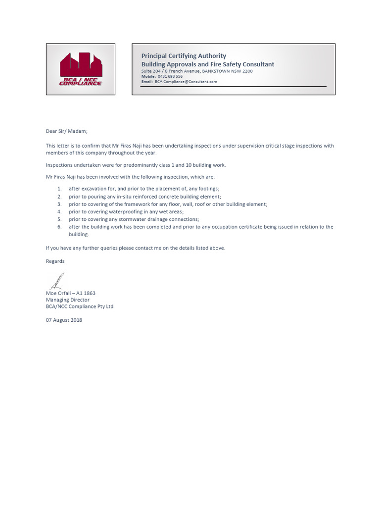 Inspections Letter | PDF