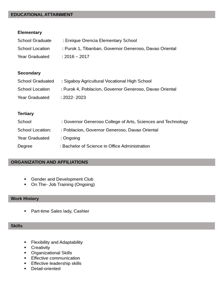 Resume and Application Letter | PDF
