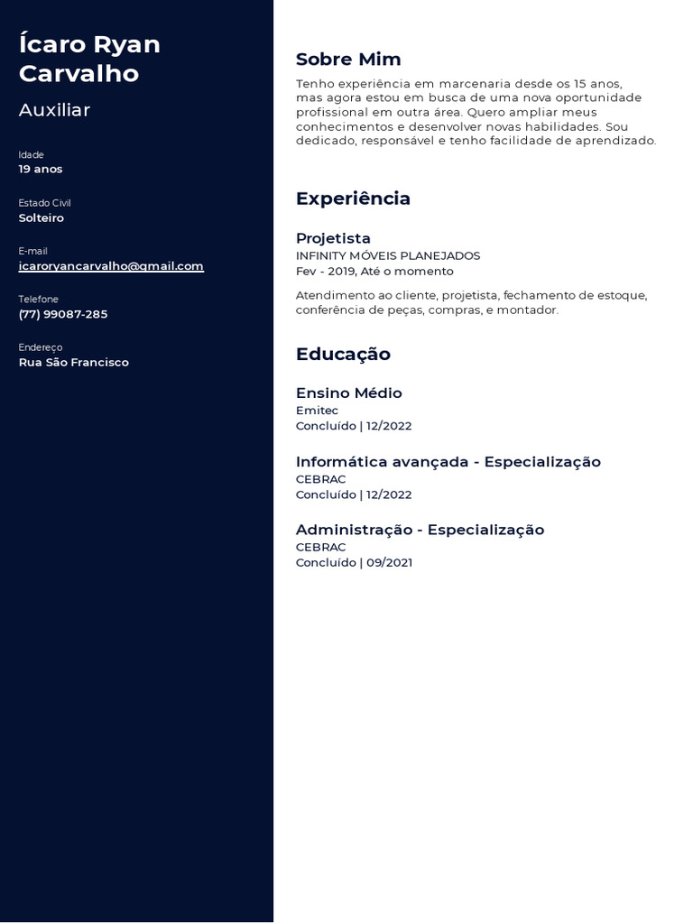 Currículo - Ícaro Ryan Carvalho2850255936657756919 | PDF