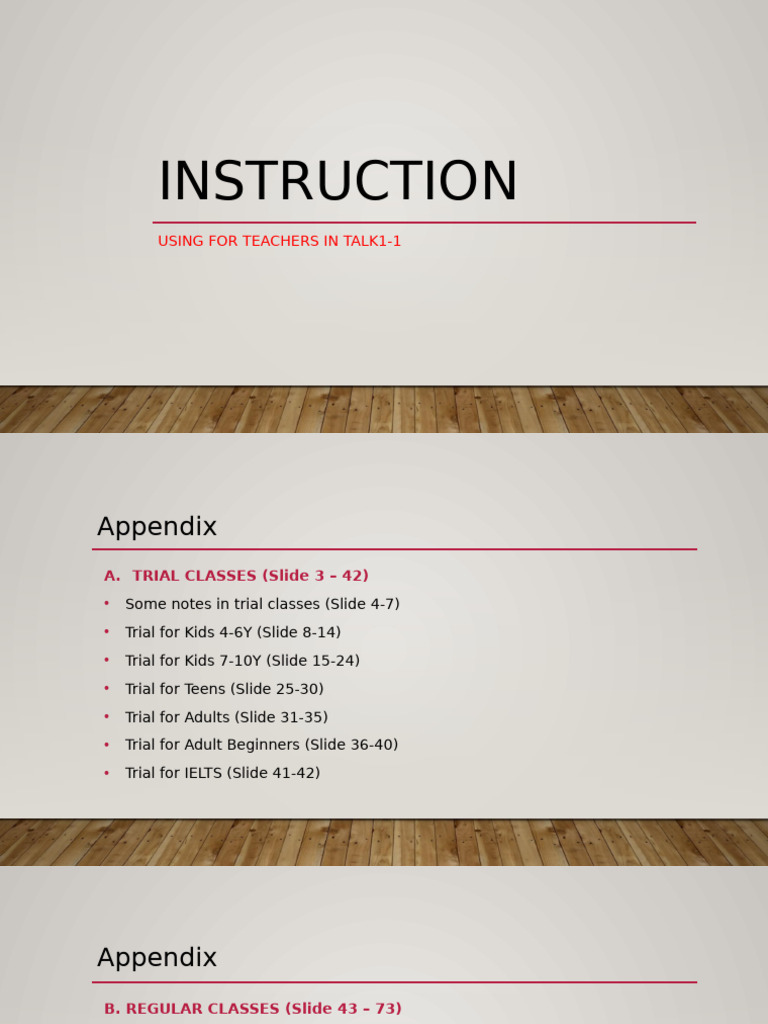 Teaching Guidelines for Trial Classes | PDF | Homework | Vocabulary