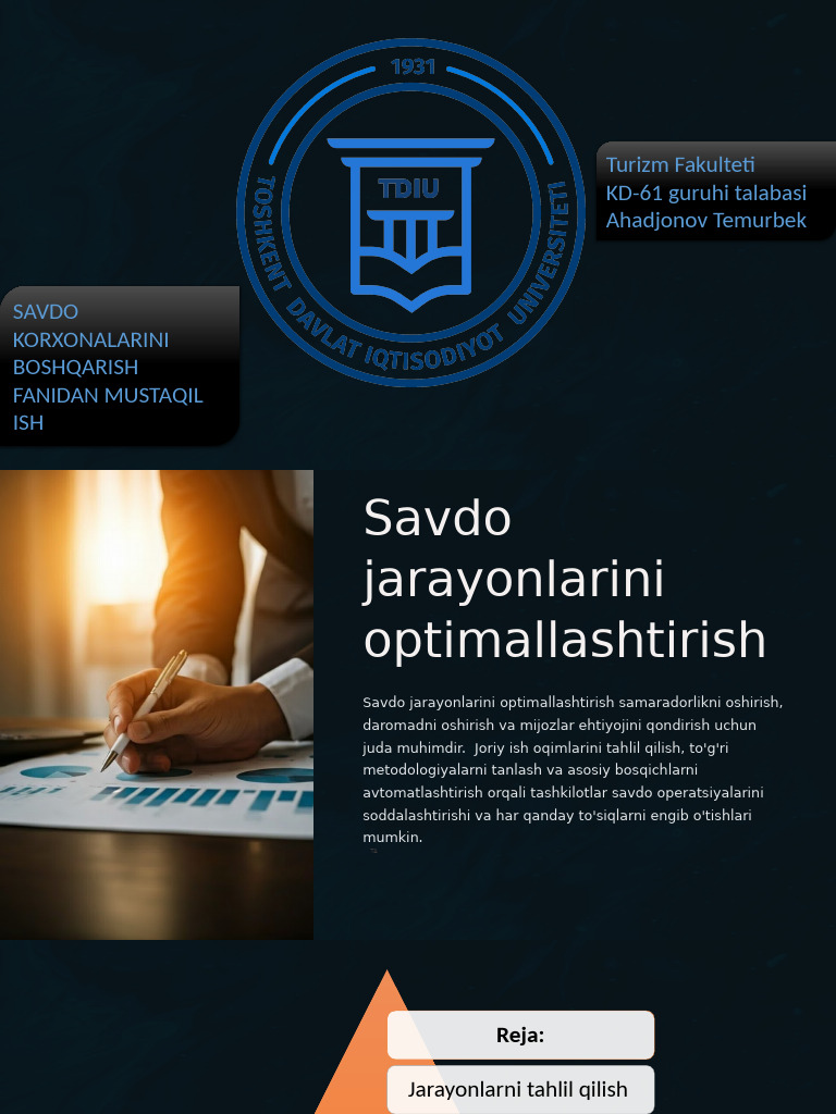 Savdo Jarayonlarini Optimallashtirish | PDF | Automation | Sales