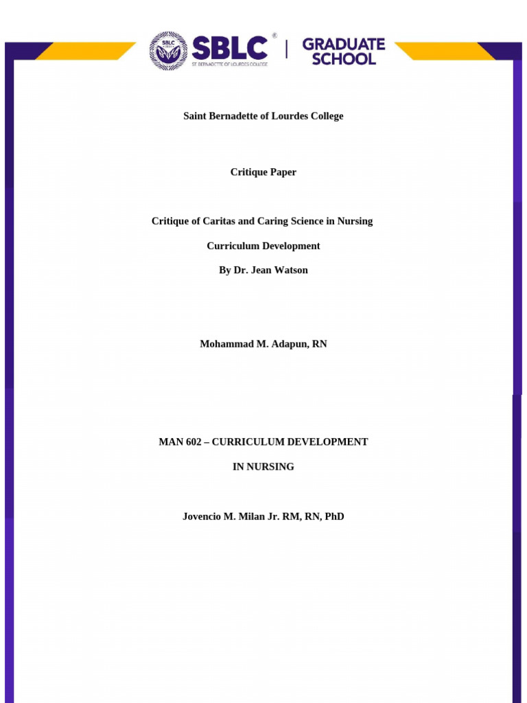 Critique Paper For Curriculum Development By. Mohammad Adapun | PDF ...