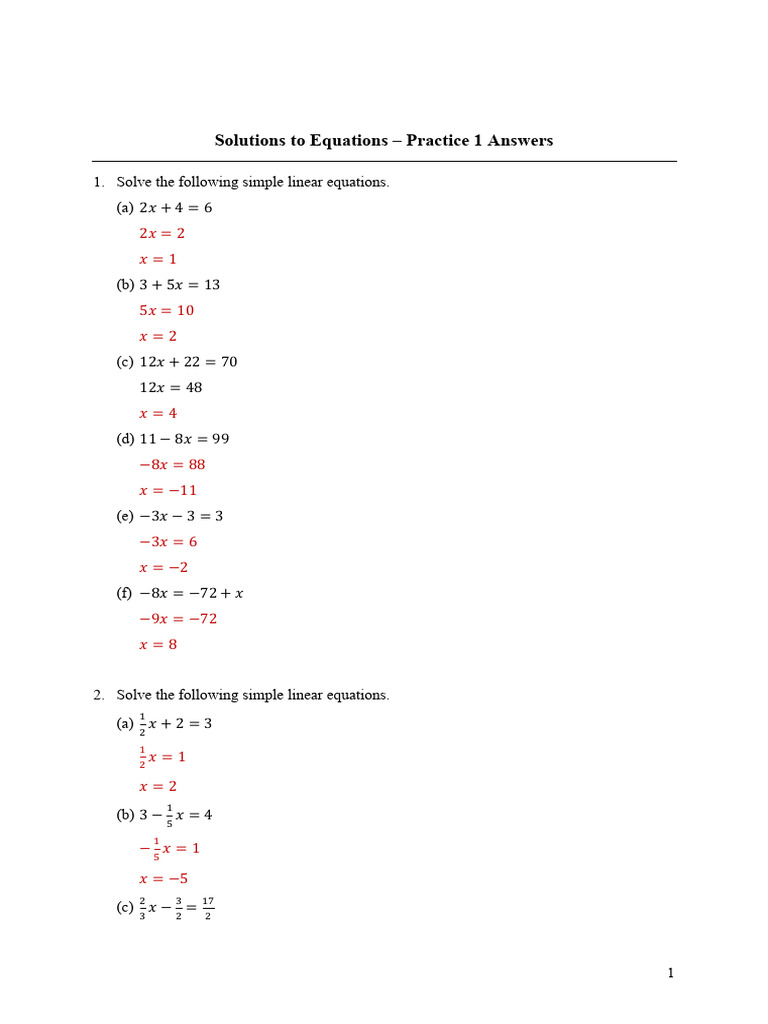 3 Solutions To Linear Equations (Express) Answers | PDF | Equations ...