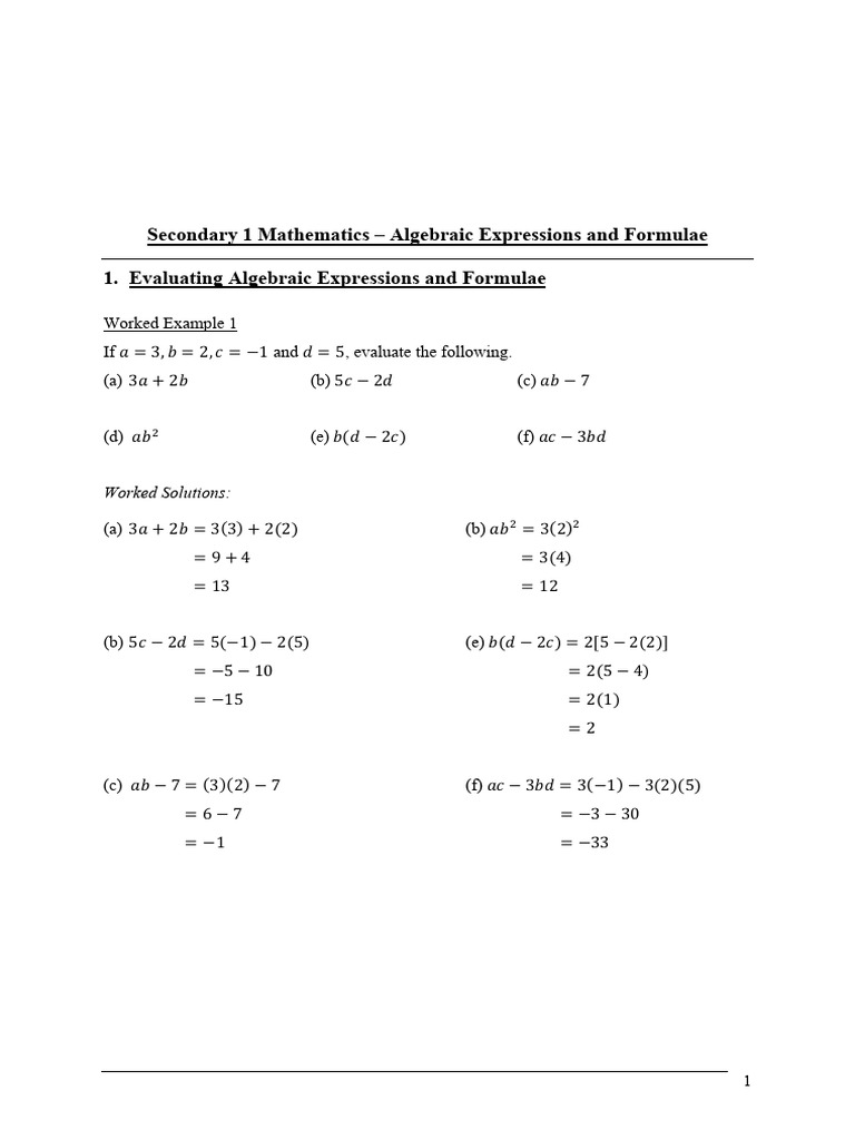 Year 10 Algebraic Expressions Guide | PDF | Subtraction | Mathematics
