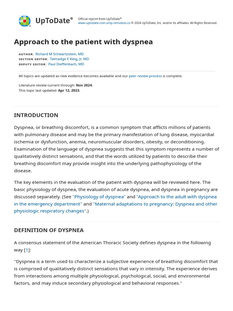 Approach To The Patient With Dyspnea - UpToDate | PDF | Heart Failure ...