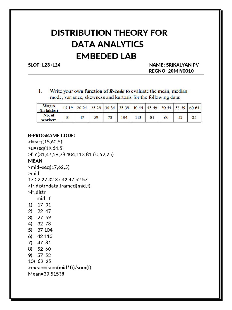 DISTRIBUTION THEORY FOR | PDF | Standard Deviation | Statistical Theory