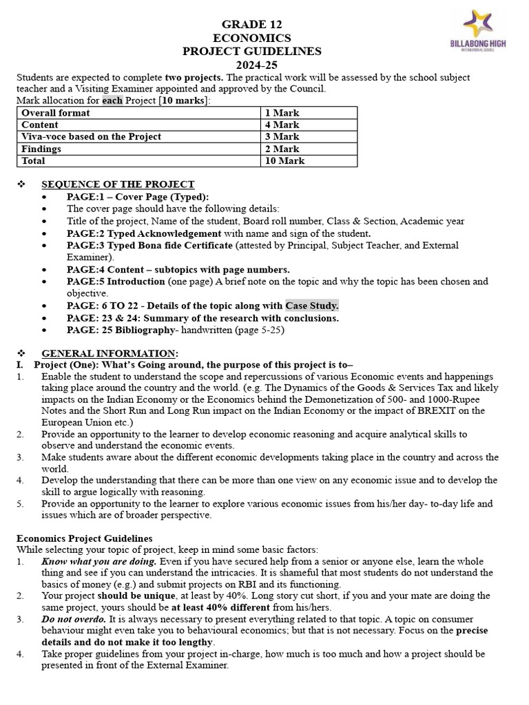 Grade 12 Economics Project 2024 25 | PDF | Taxes | Economic Growth