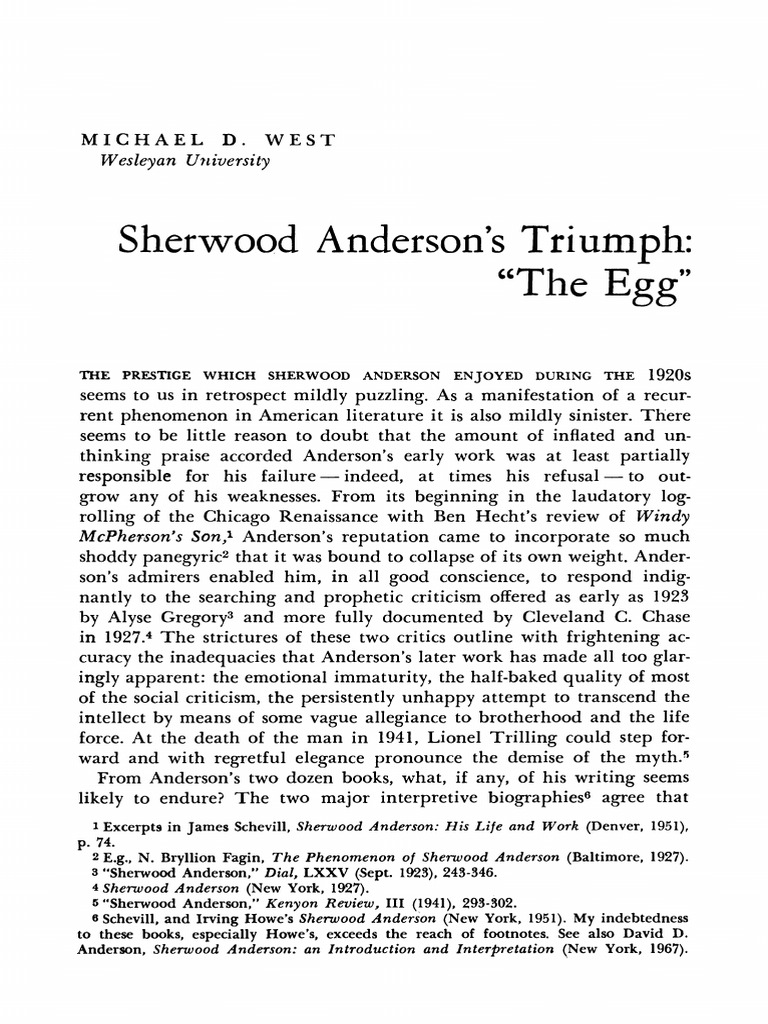 Sherwood Anderson's Triumph The Egg | PDF | Sigmund Freud | Psychoanalysis