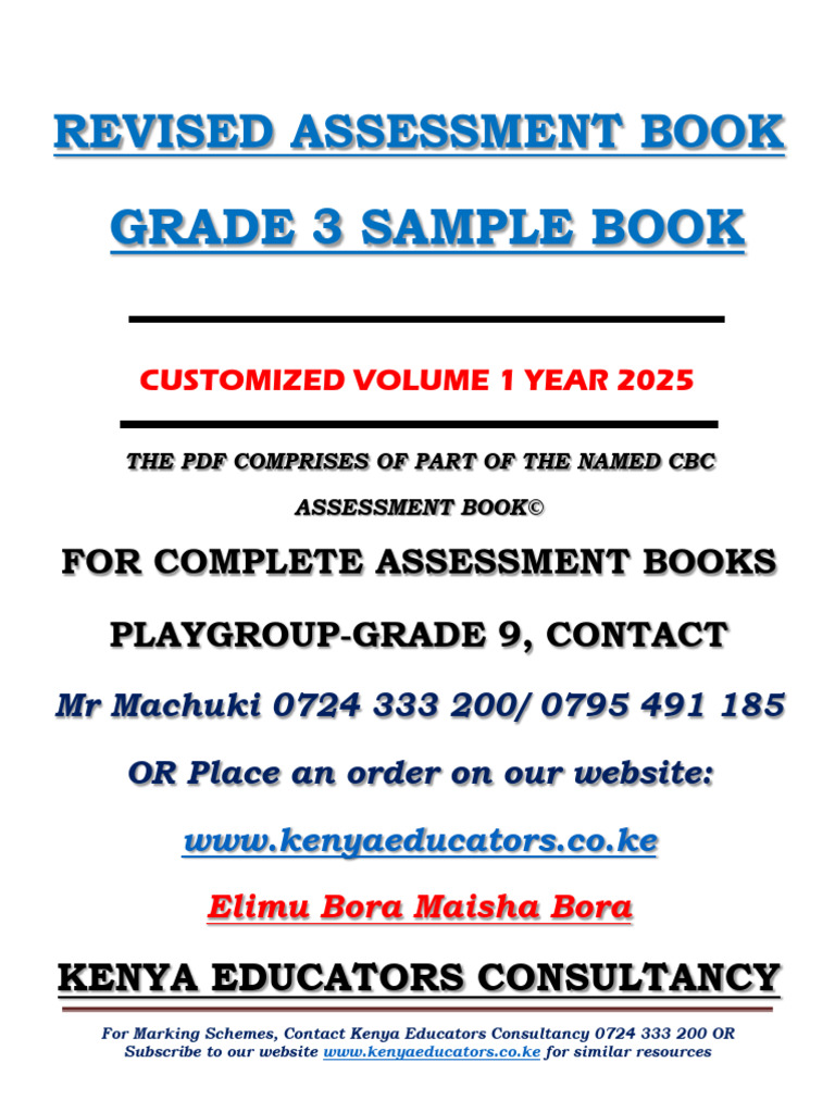 Grade 3 CBC Assessment Book 2025 | PDF