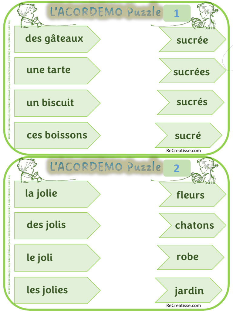 Accord Des Mots Puzzle SERIE VERTE | PDF