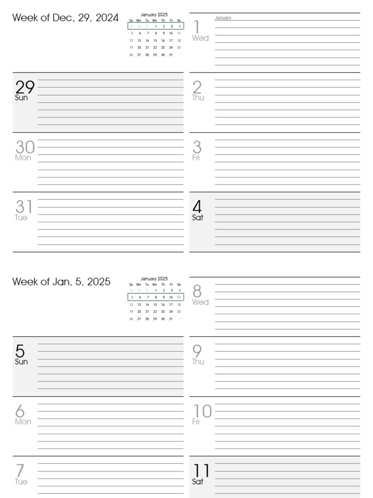 January 2025 - Weekly | PDF