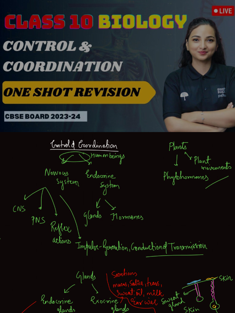 Class 10th Biology Control & Coordination One Shot Revision CBSE | PDF