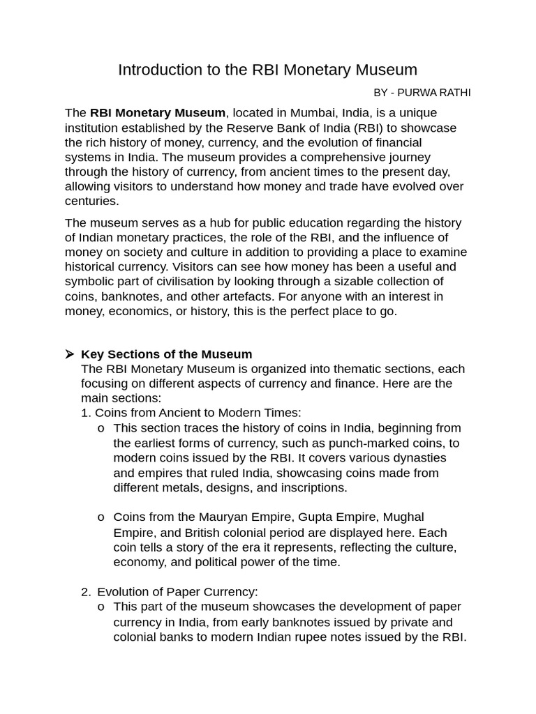 Explore the RBI Monetary Museum | PDF | Reserve Bank Of India | Money