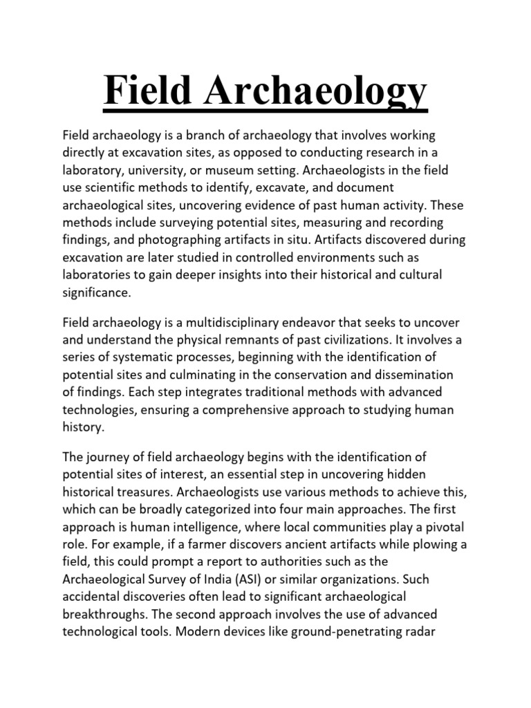 Field archaeology | PDF | Archaeology | Artifact (Archaeology)