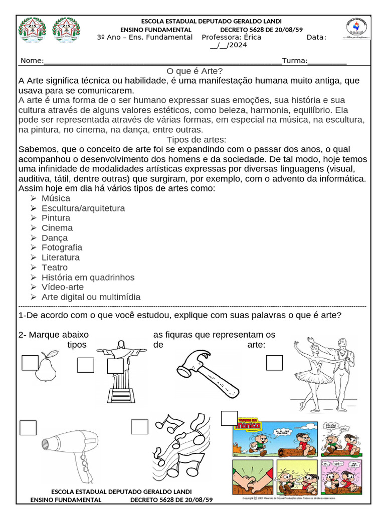 Apostila de arte 3° ano Érica | PDF | Pinturas | Imagem